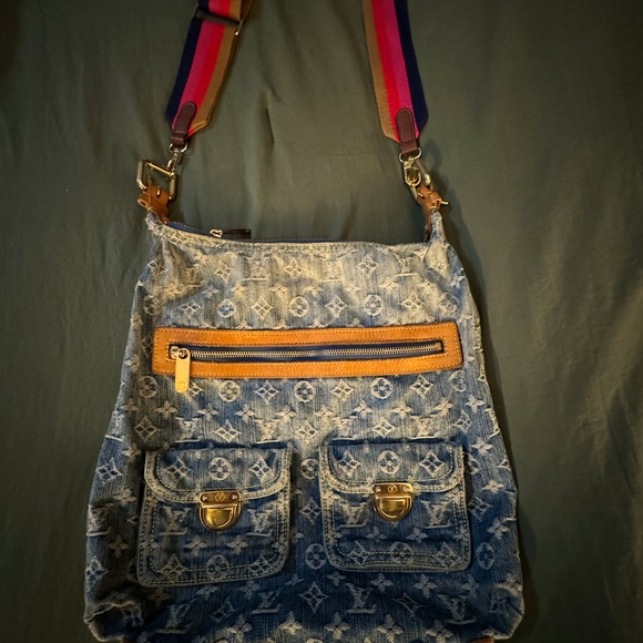 Bags | Lv Blue Denim Monogram Baggy Upcycled Strap | Poshmark